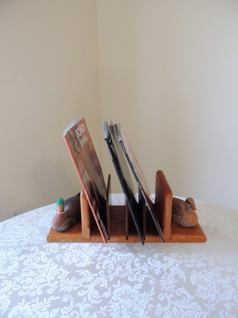 Vintage Duck Decoy Magazine / Book Rack Oak and Ceramic - Etsy