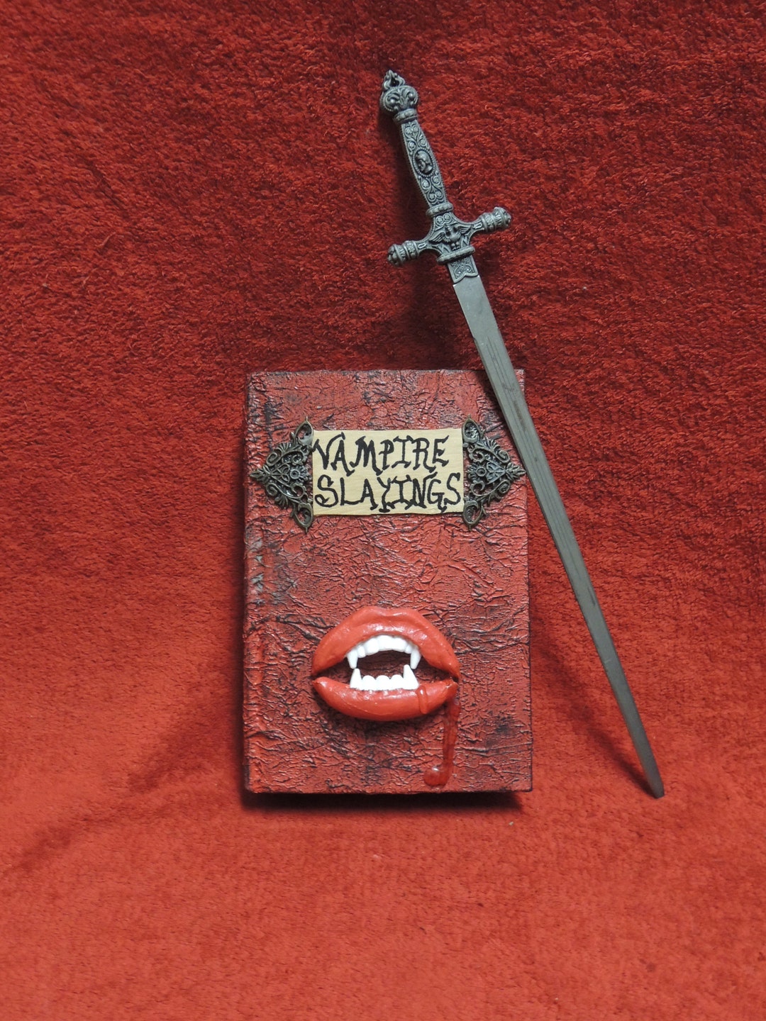 Custom Vampire Slayings Spell Book Corpsed, Hand Sculpted, Blood, Fangs ...