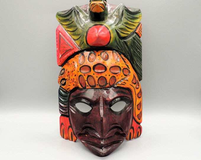 1970's Aztec, Mayan, Eagle and Jaguar Headdress Wood Tribal Mask. - Etsy