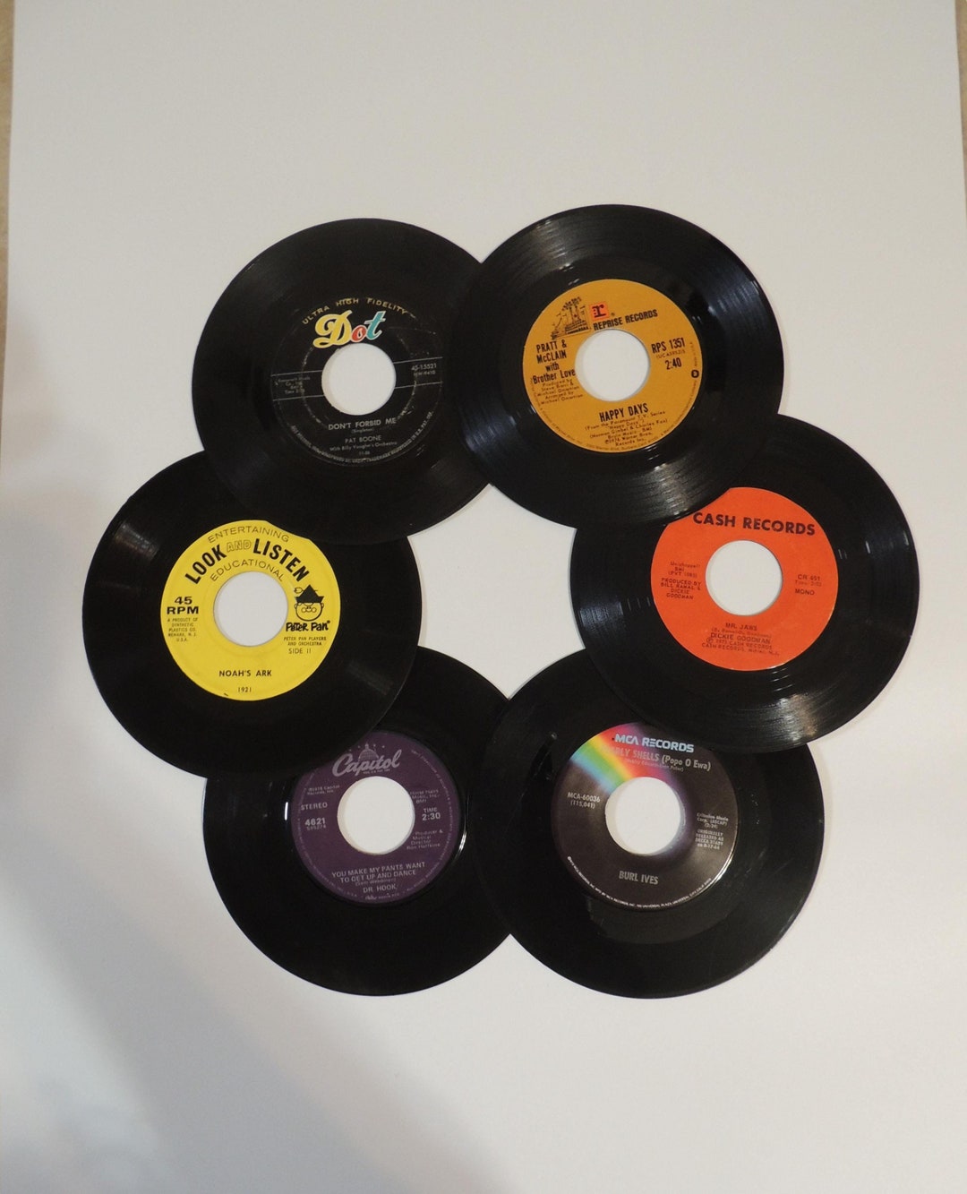 Six 40's, 50's, 60's, 70's, 45 Vinyl Records. - Etsy