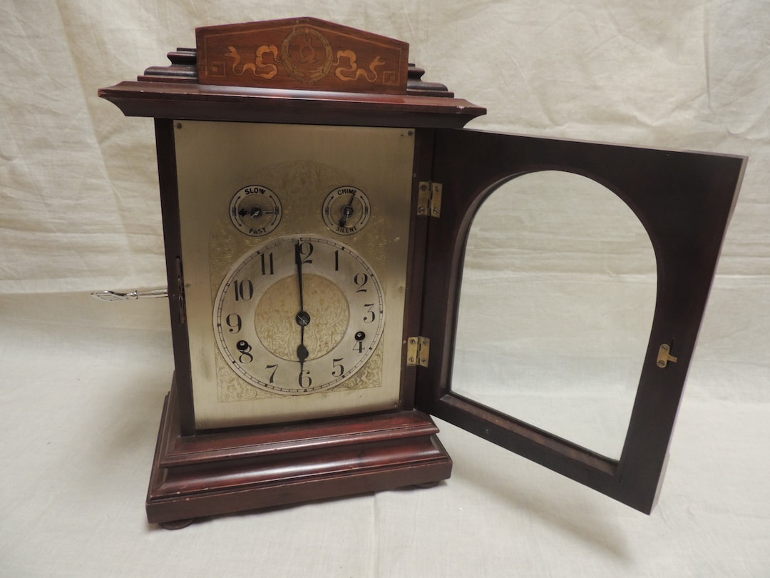 Early 1900s Kienzle Mahogany Mantel Clock Bracket Clock Hand Painted ...