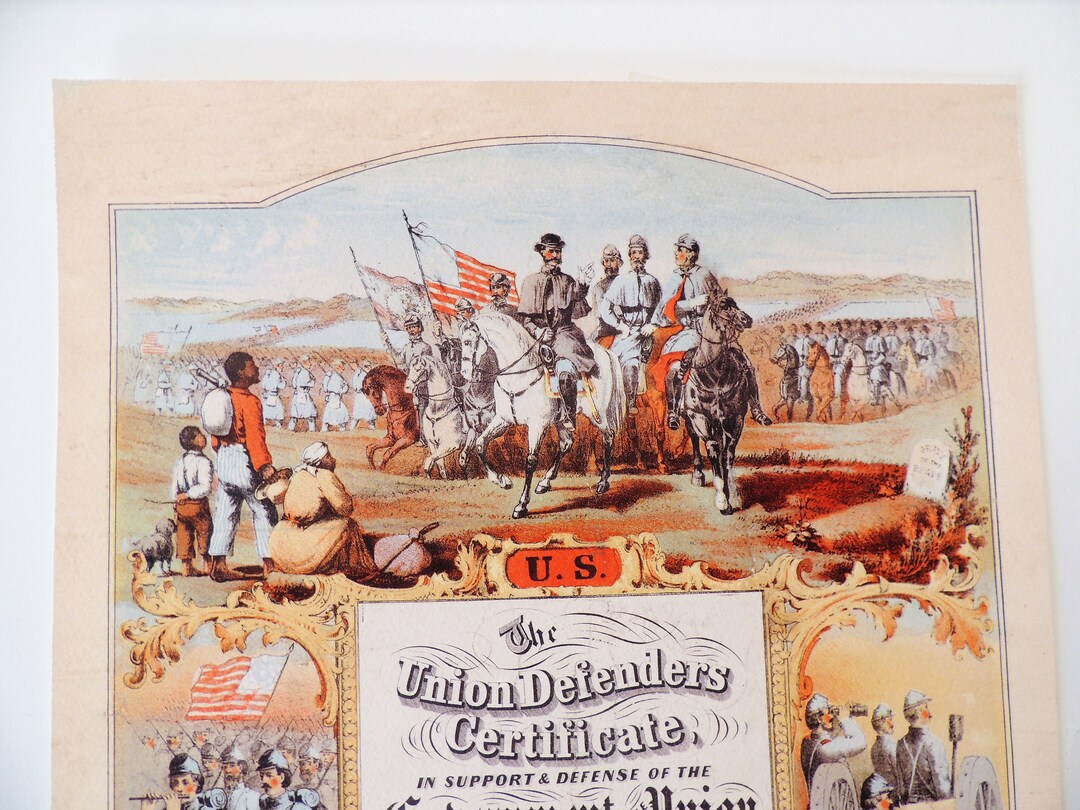 Rare Historical 1864 Lithograph/ Civil War Union Defenders Document ...