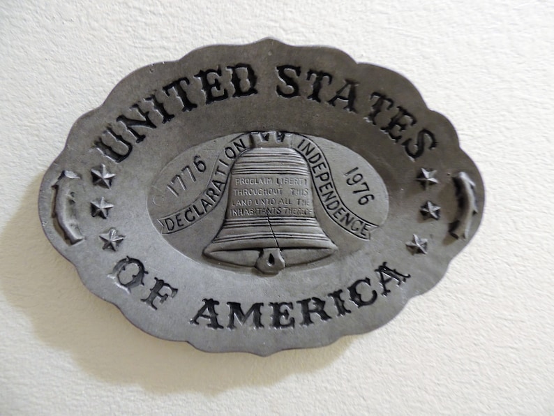 Vintage Bi Centennial Pewter Wall Plate Plaque 1776 - 1976 Liberty Bell ...