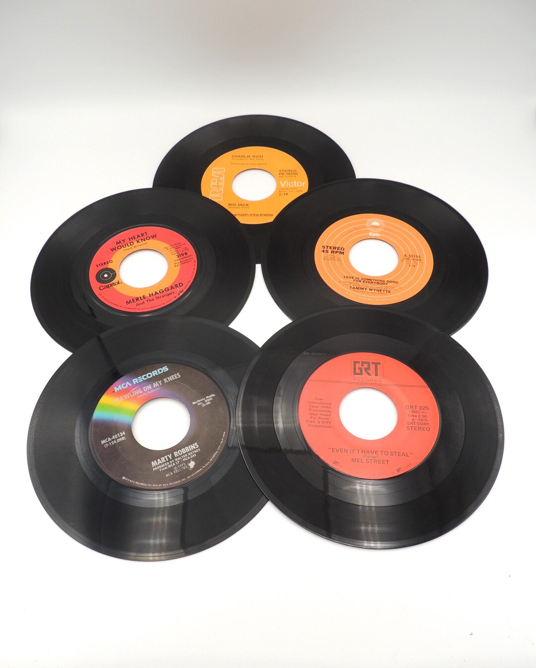 Five 1970's, 45 Records, Country Music. - Etsy
