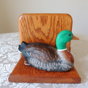 Vintage Duck Decoy Magazine / Book Rack, Oak and Ceramic, Table Top. - Etsy