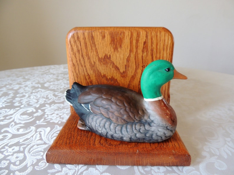 Vintage Duck Decoy Magazine / Book Rack Oak and Ceramic - Etsy