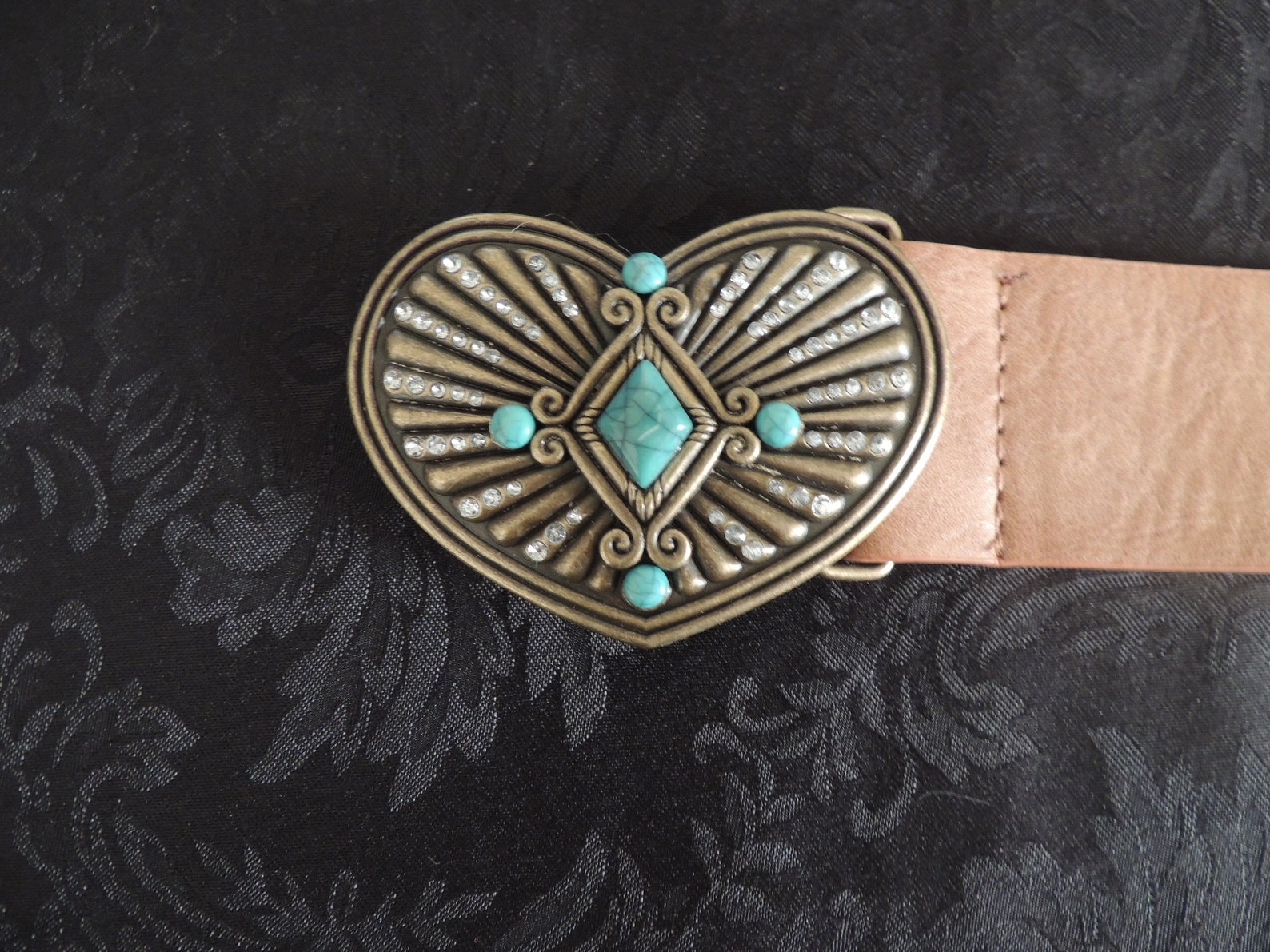Vintage 1980's Heart Belt Buckle With Leather Punched Belt - Etsy