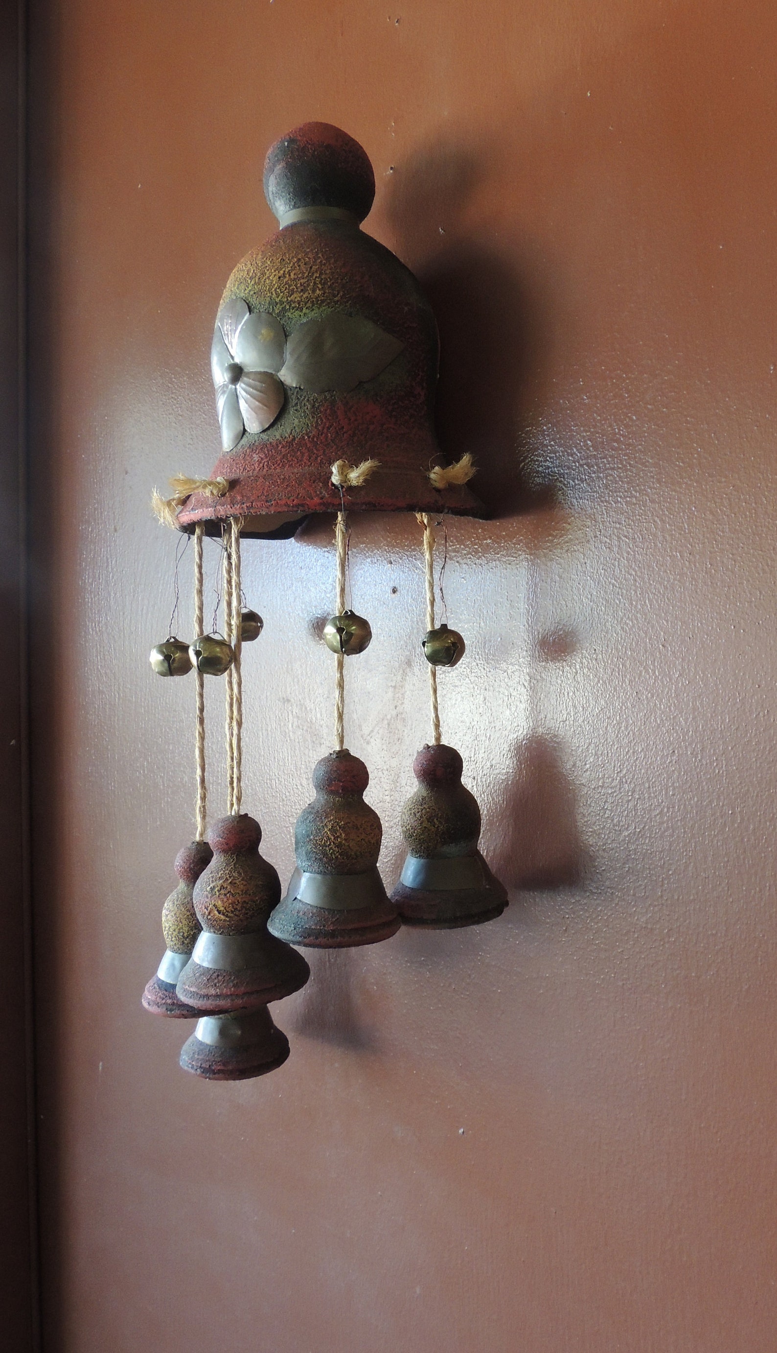 Vintage Pottery Wall Hanging Half Bell, Chimes, Mexico, Spanish, Wall ...
