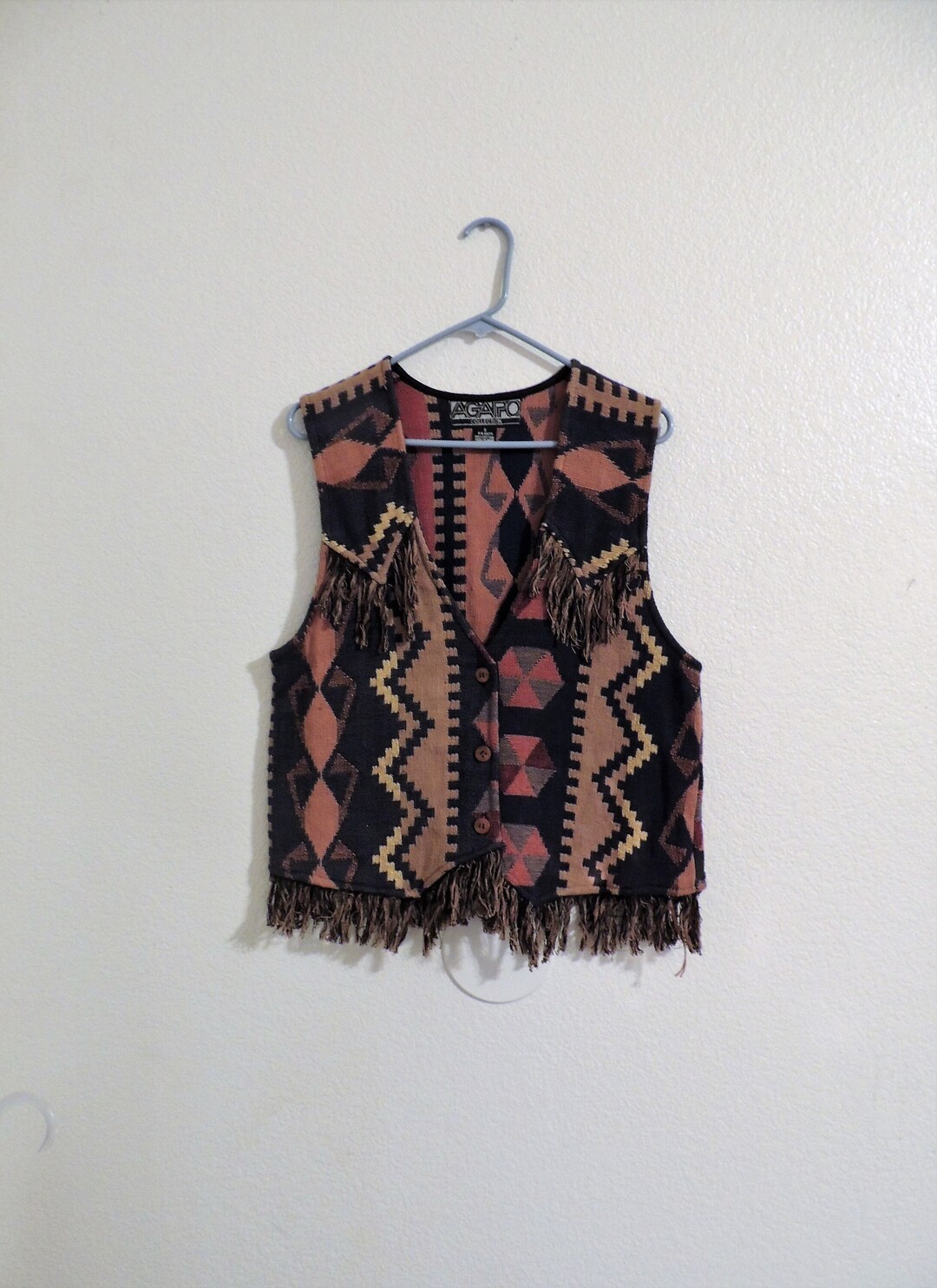 Vintage Agapo Collection Southwest Vest With Fringe, Made in India. - Etsy