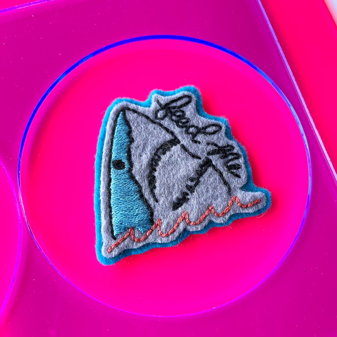 Hungry Shark Embroidered Felt Patch - Etsy