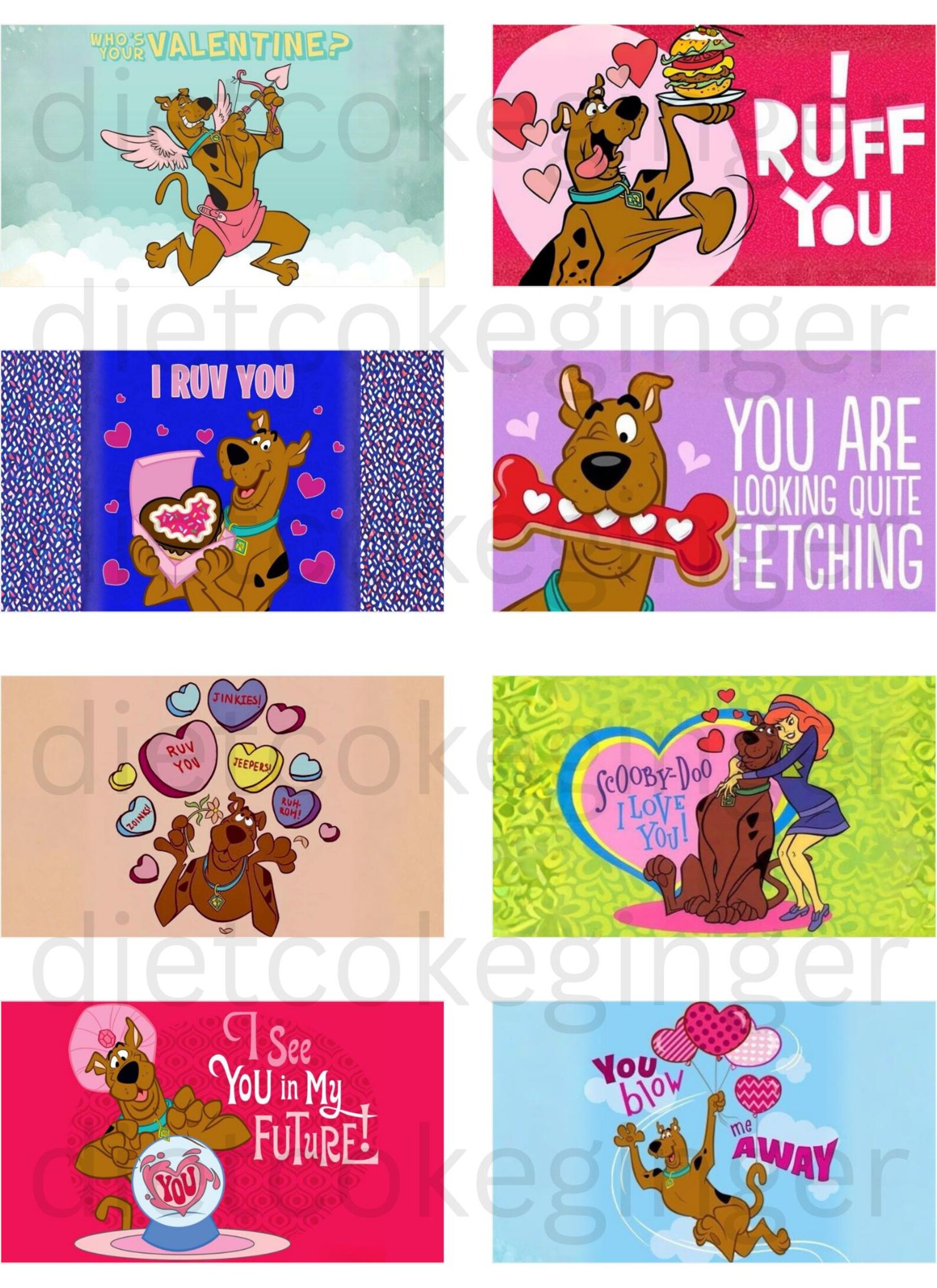 Retro Cartoon Dog Valentine Cards Printable | Vintage Style Funny ...
