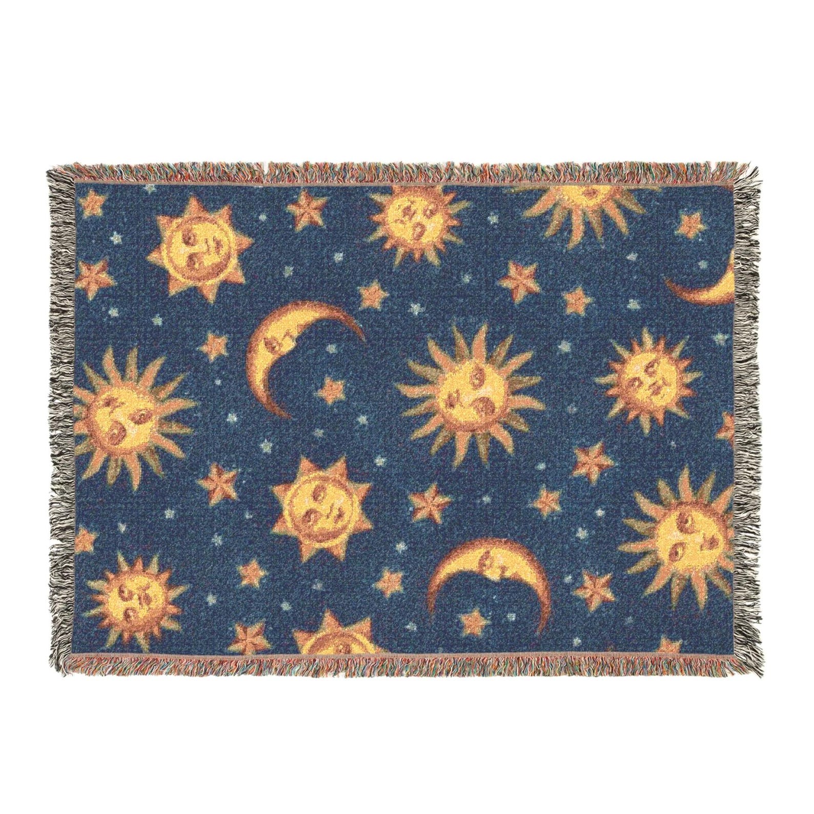 Celestial Woven Blanket: Whimsigoth Starry Tapestry, 100% Cotton - Etsy