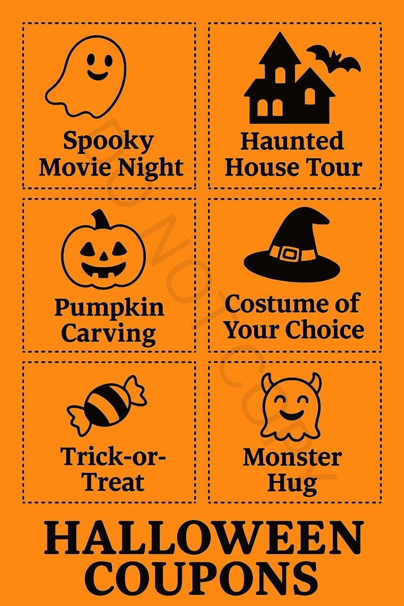Halloween Activity Coupon Book: Fun Printable Gift (instant Download ...