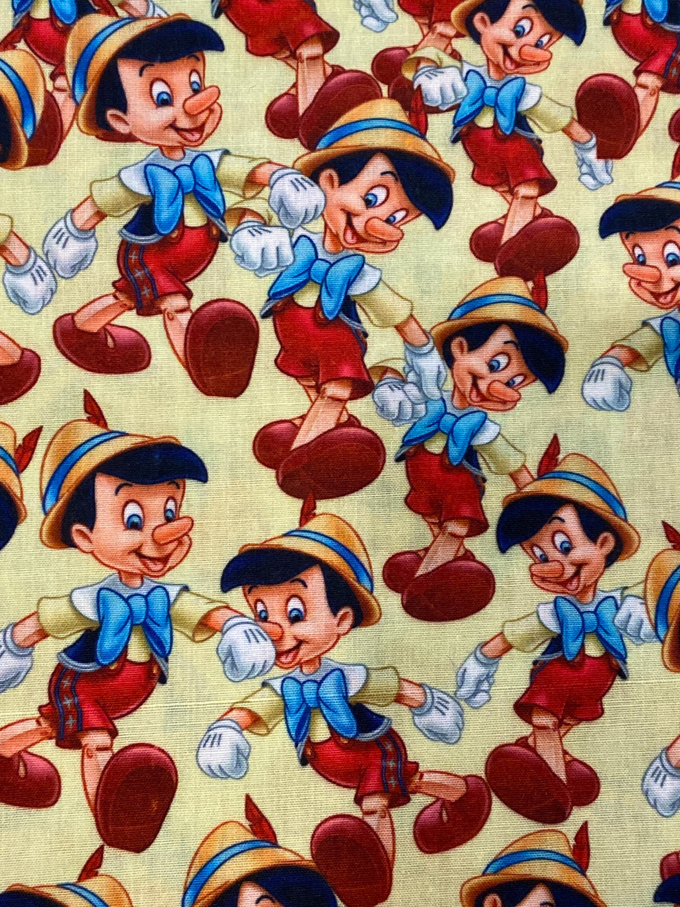 Pinocchio Fabric YELLOW Background Fat Quarter Fabric Fat | Etsy