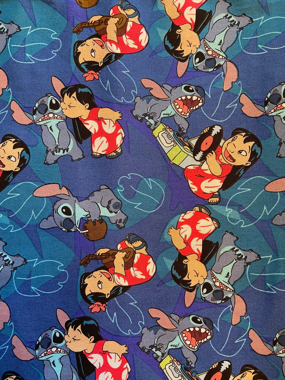 Lilo and Stitch Fabric, Royal Blue Background, Fat Quarter Fabric, 100% ...