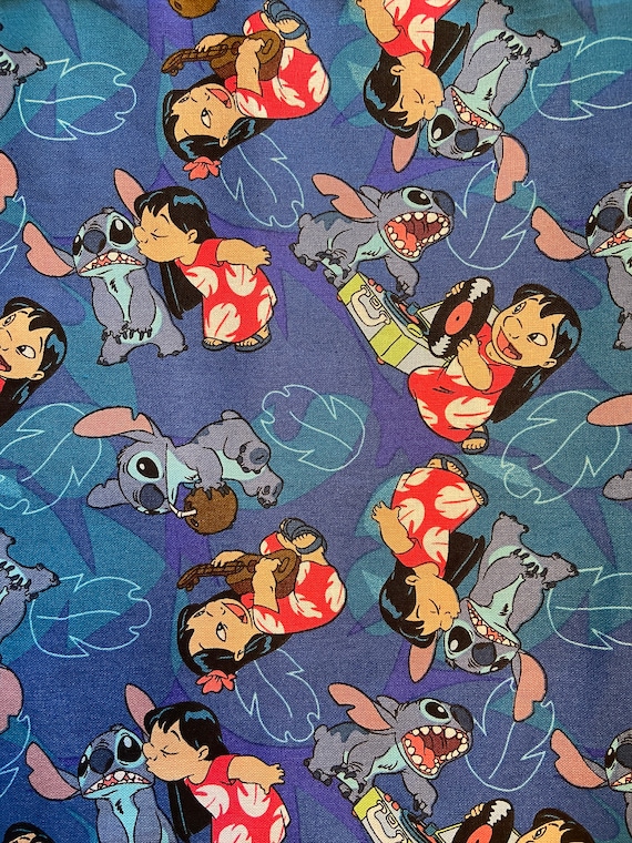 Lilo and Stitch Fabric Royal Blue Background Fat Quarter - Etsy