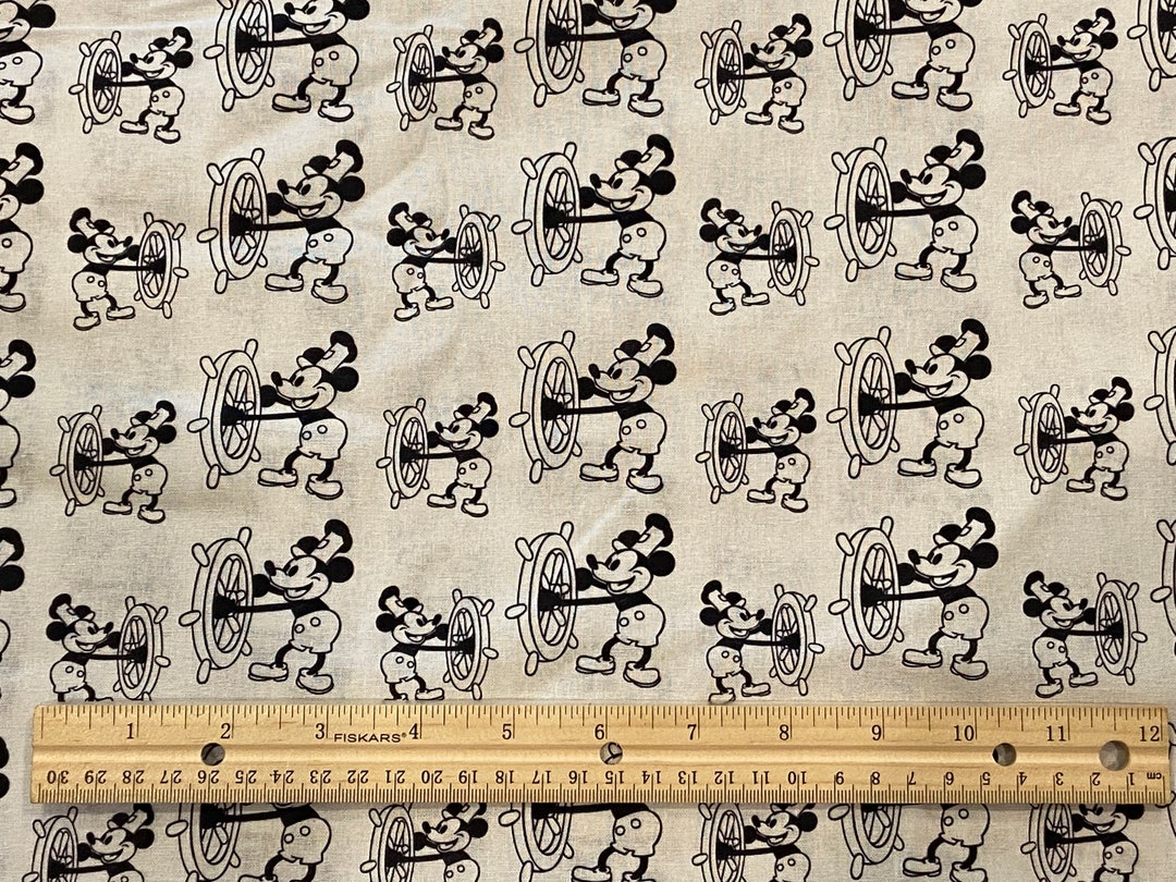 Mickey Fabric, Steamboat Willie Fabric, 100% Cotton, Quilting Cotton ...