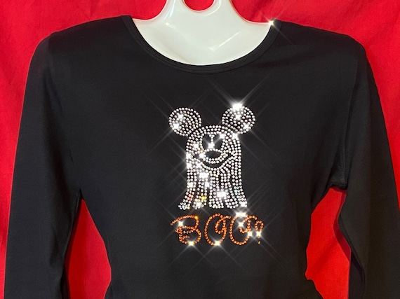 Mickey Halloween Shirt Mickey Ghost Boo Shirt Rhinestone - Etsy