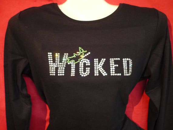 Wicked Rhinestone crystal womens shirt SHORT LONG Sleeve | Etsy