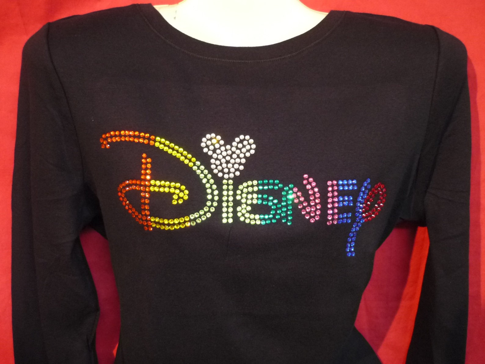 Disney World Colored Word Rhinestone Crystal Womens Shirt. Mickey Mouse ...