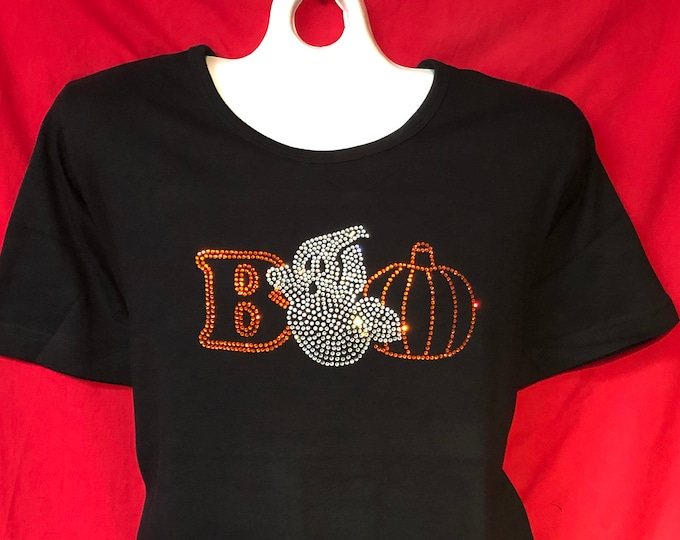 Halloween Rhinestone Shirt , Crystal Womens Shirt, Boo Shirt, Ghost ...