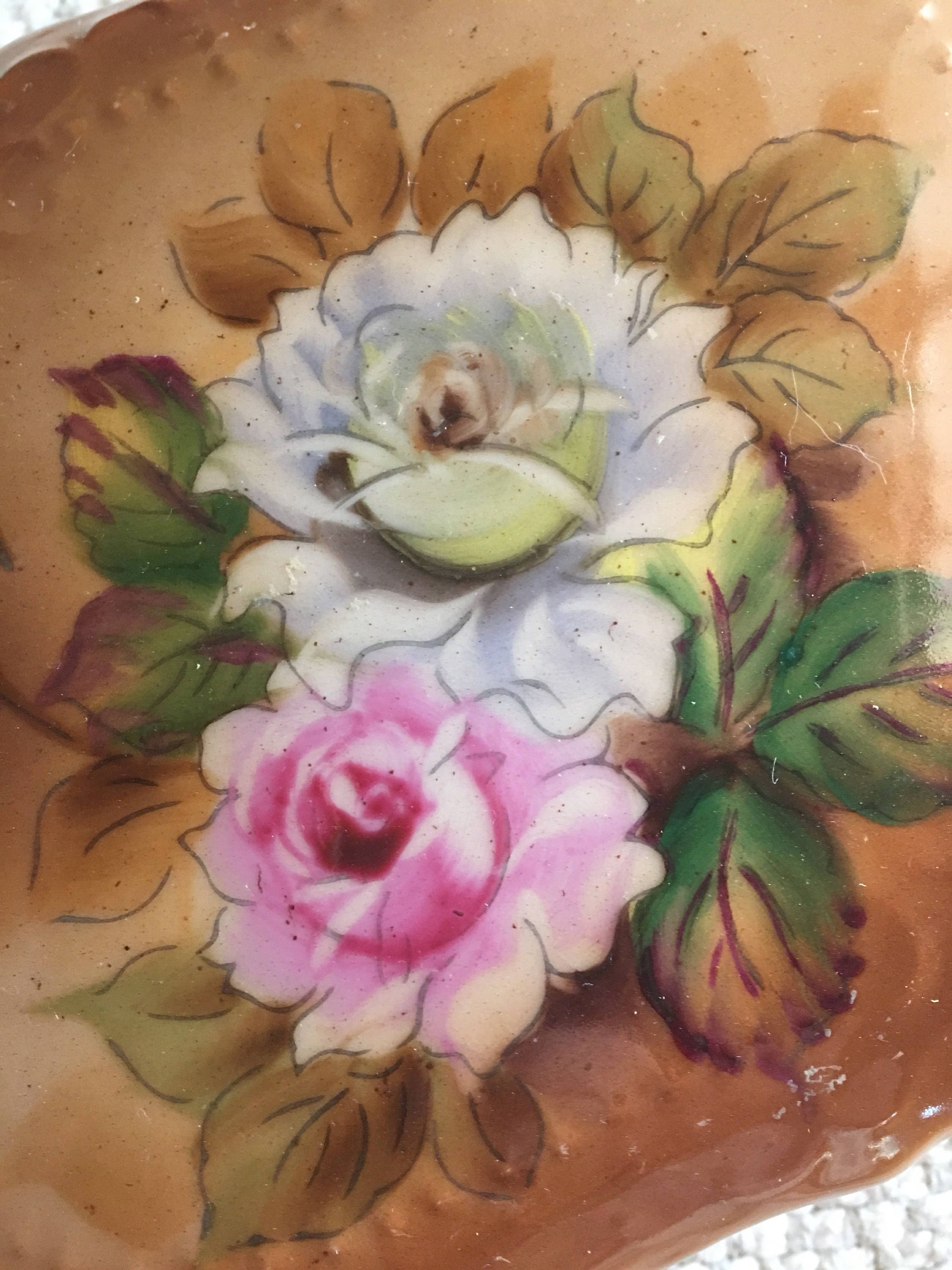 Lipper & Mann Hand Painted Porcelain Jewelry or Trinket Box With Roses ...