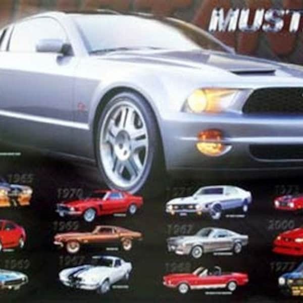 Ford Mustang Evolution Poster - Etsy