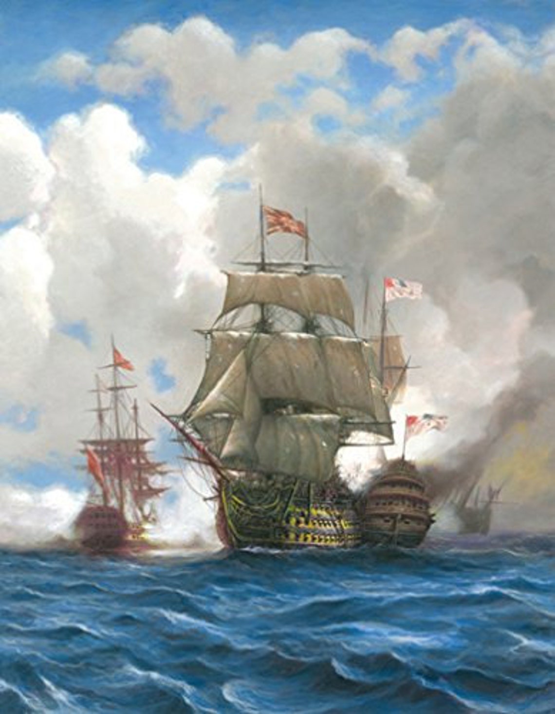 Sea Battle Poster - Trafalgar - Galleon Warships - Rare Hot New 24X36 ...