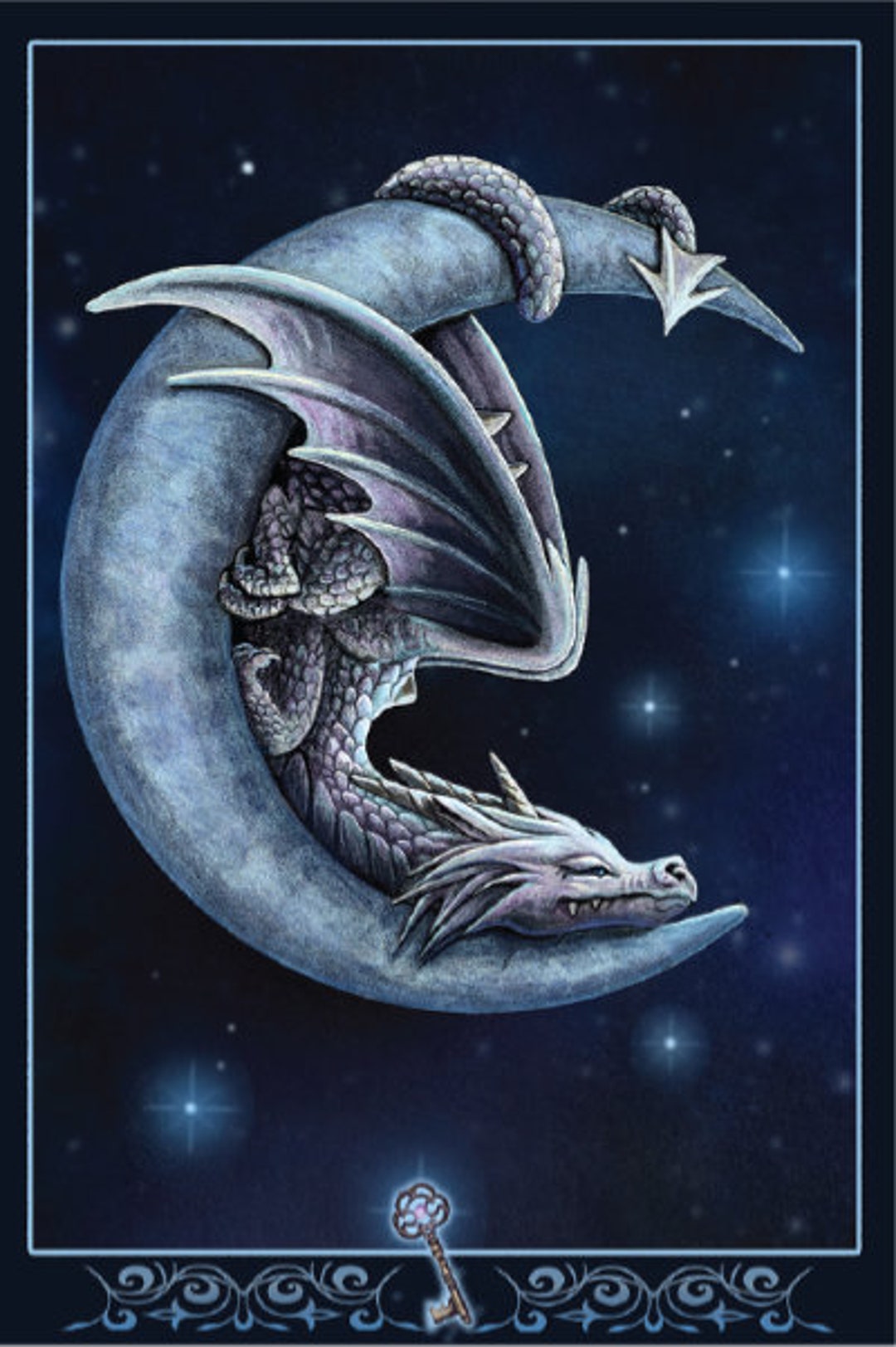 12x18 Sweet Dreams Dragon & Moon Poster - Etsy