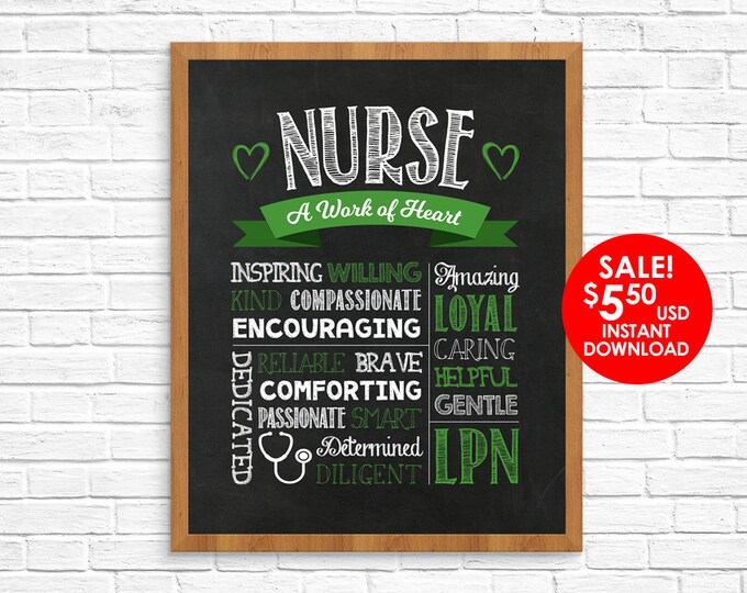 Nurse Sign - LPN Nurse Chalkboard Sign - Nurse Gift - Nurse Graduation ...
