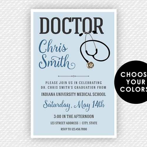 Doctor Invitation Medical School Doctor Graduation - Etsy