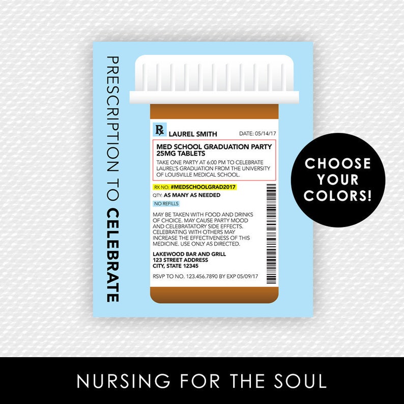 Prescription Bottle Invitation Pharmd Pharmacy NP Doctor Invitation ...