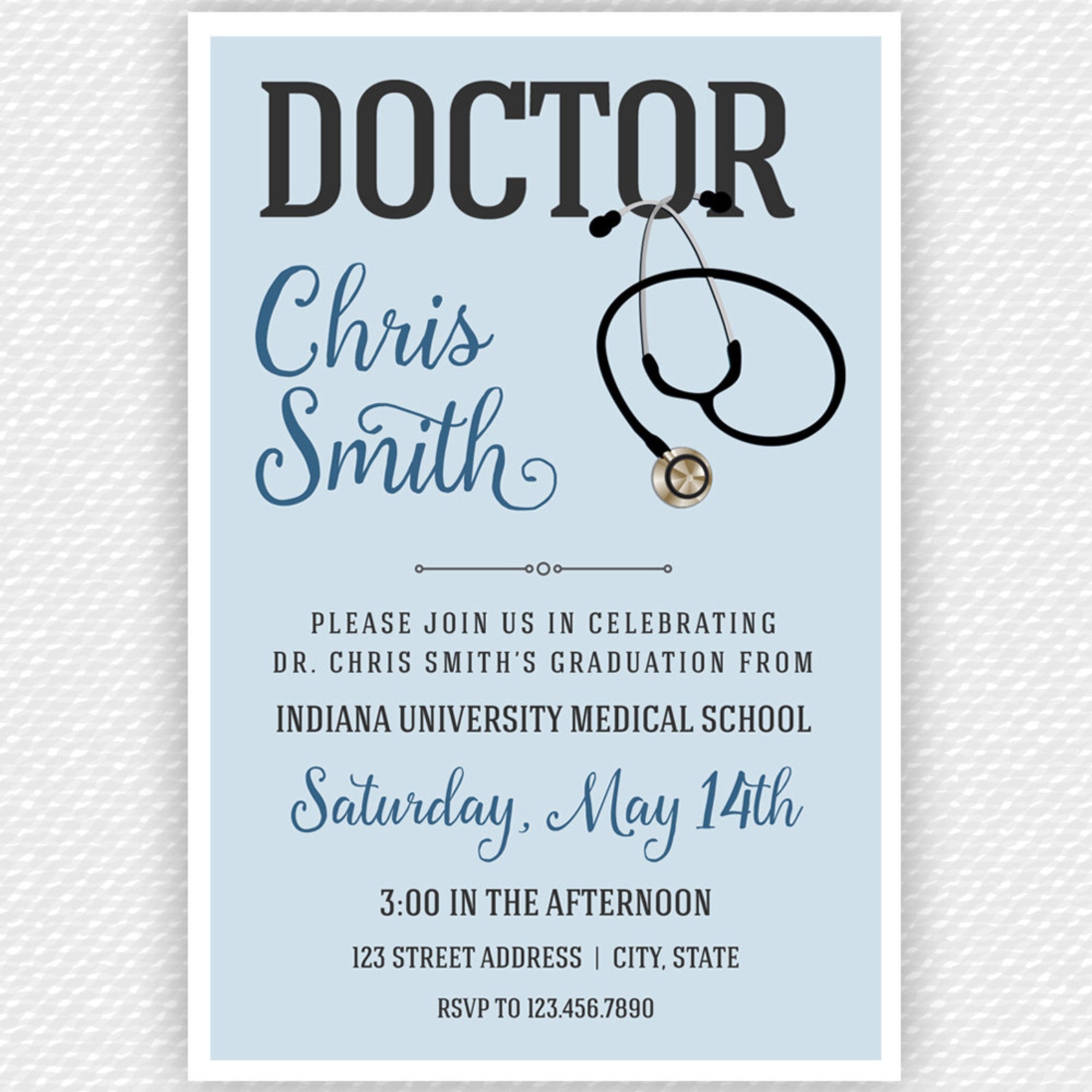 Doctor Invitation - Doctor Graduation Invitation - Doctor Stethoscope ...