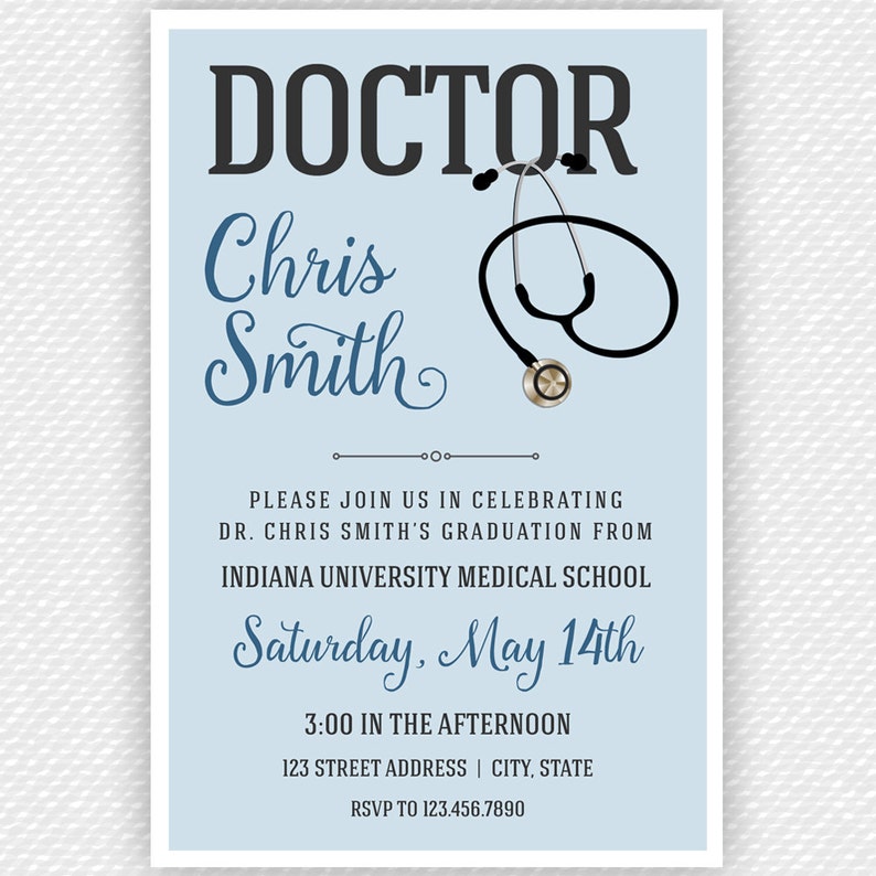 Doctor Invitation - Doctor Graduation Invitation - Doctor Stethoscope ...