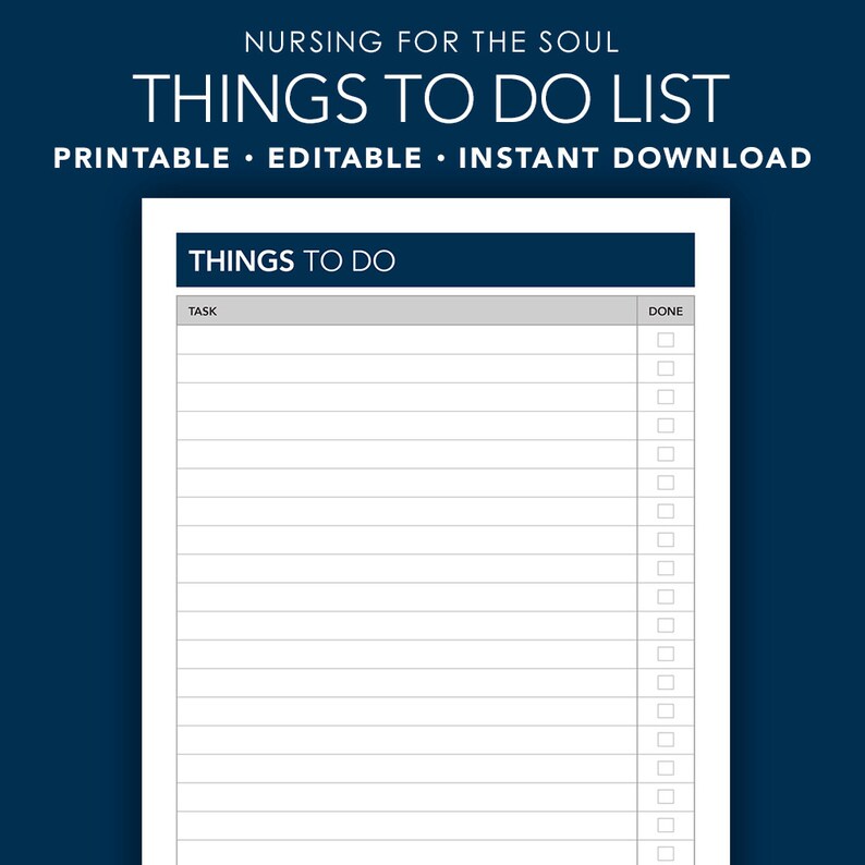Editable Things to Do - Things to Do List - Things to Do Form ...