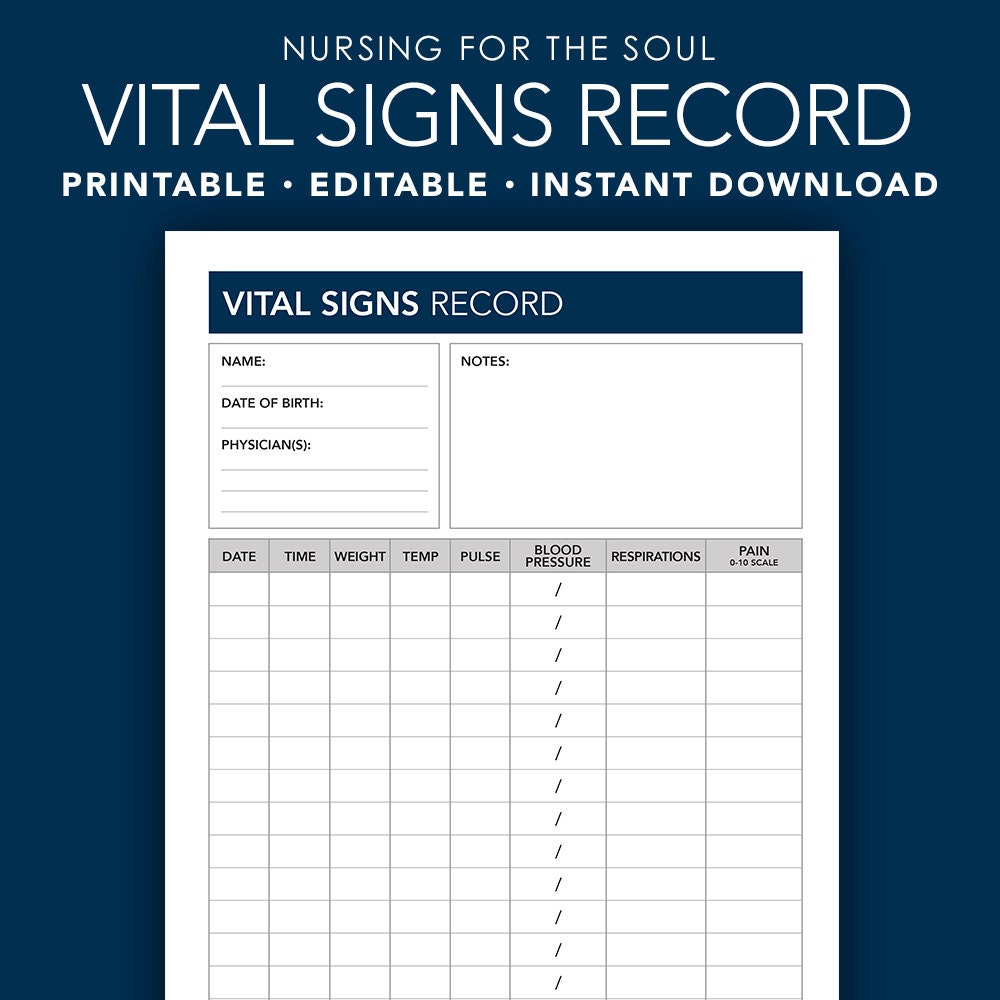 Editable Vital Signs Form Vital Signs Vital Signs For Etsy Nederland