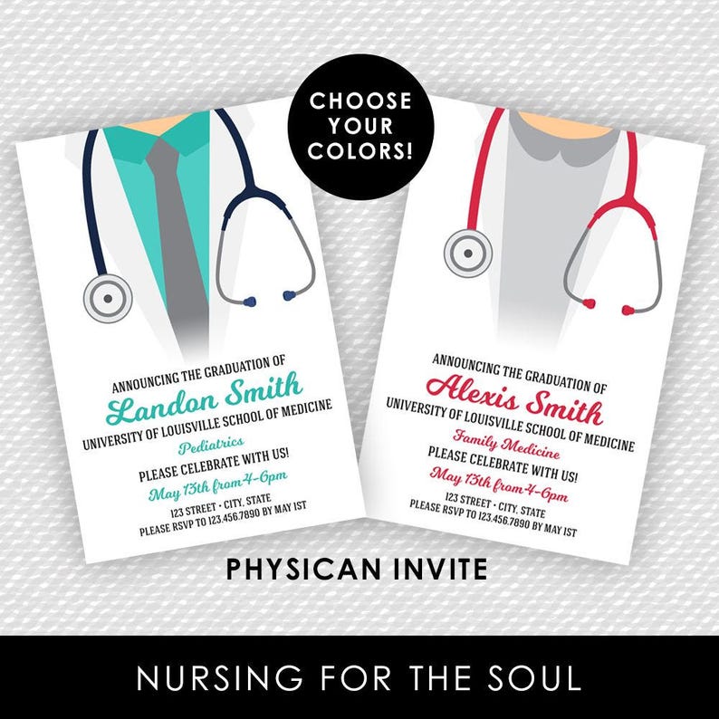 Doctor Invitation Med School Graduation Invite Physician | Etsy