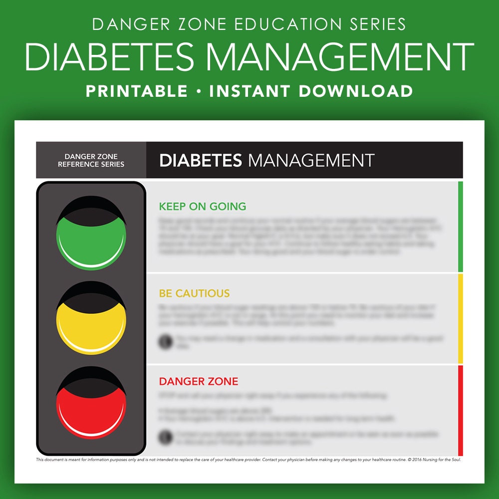 Diabetes Management Printable - Diabetes Danger Zones - Nursing ...
