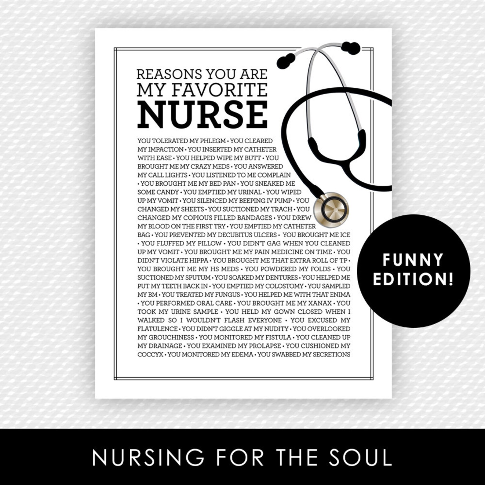 Funny Reasons You Are My Favorite Nurse - Cheeky - Reasons You Are a ...