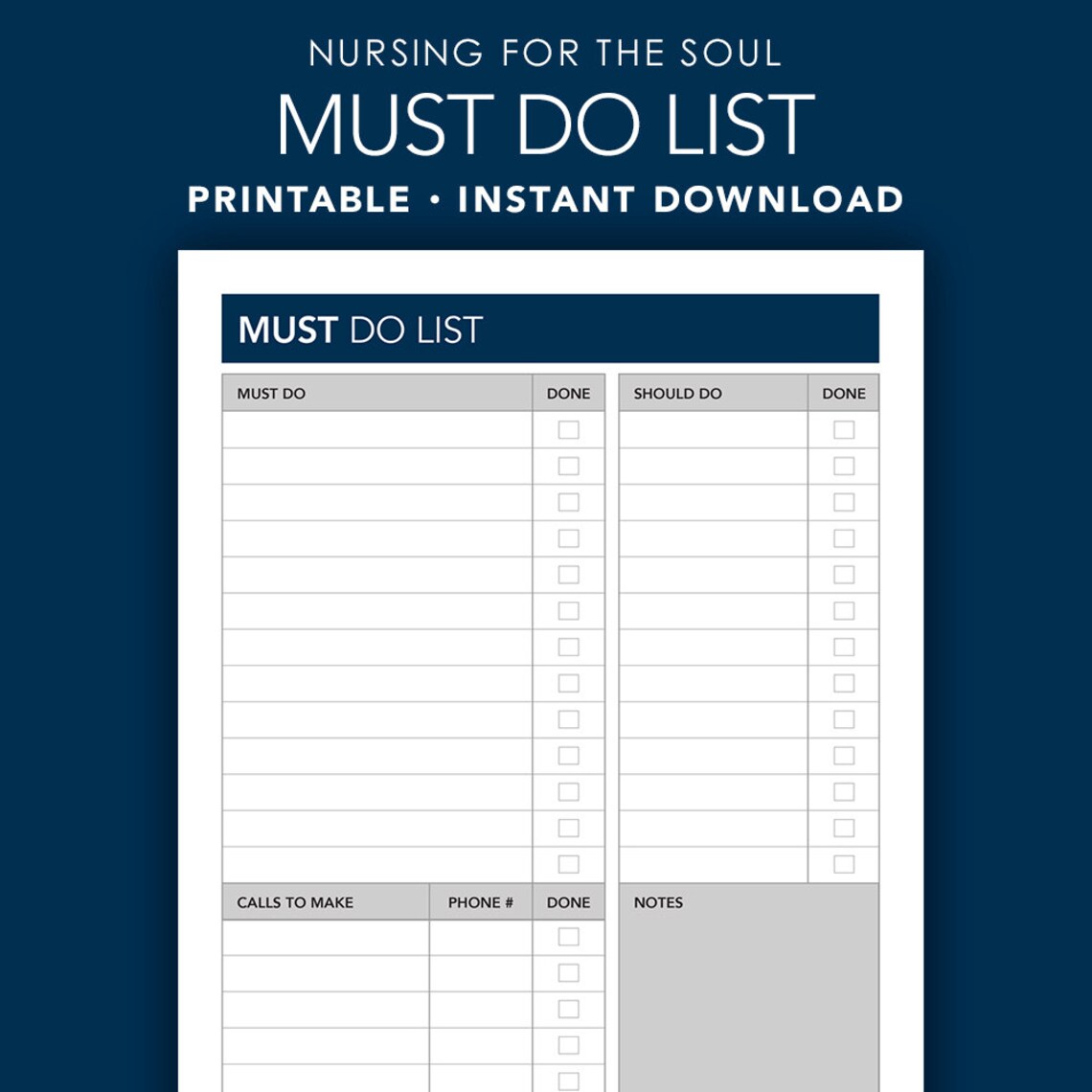 Must Do List Must Do List Prioritized to Do Checklist Printable Nursing ...