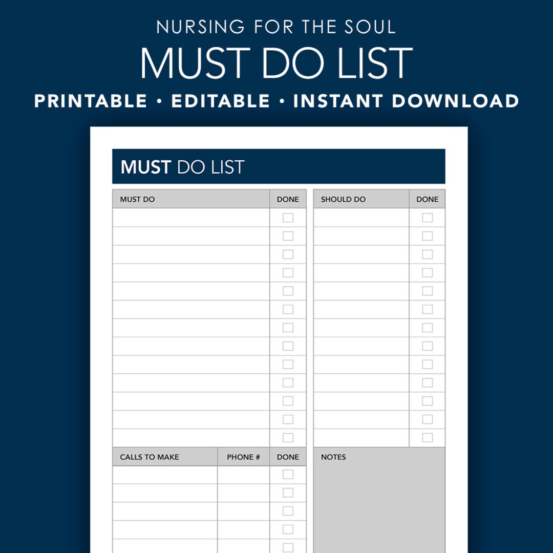 Editable Must Do List Must Do List Prioritized to Do Checklist ...