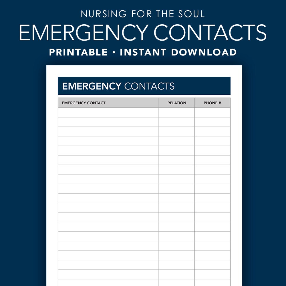 Emergency Contacts - Emergency Contacts Form - Emergency Contacts List ...