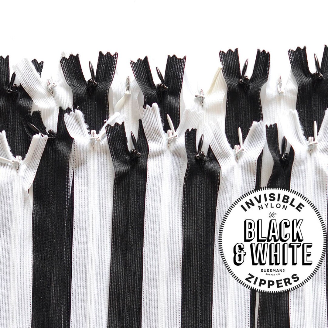 Invisible Zippers - Black & White Lot - Nylon Invisible Zippers ...