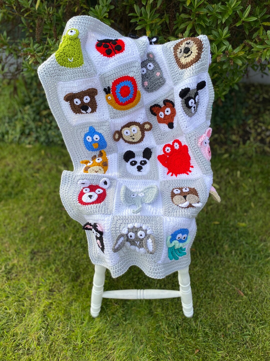 Crochet Animal Baby Blanket: Handmade Acrylic Pram Cover, Playmat - Etsy