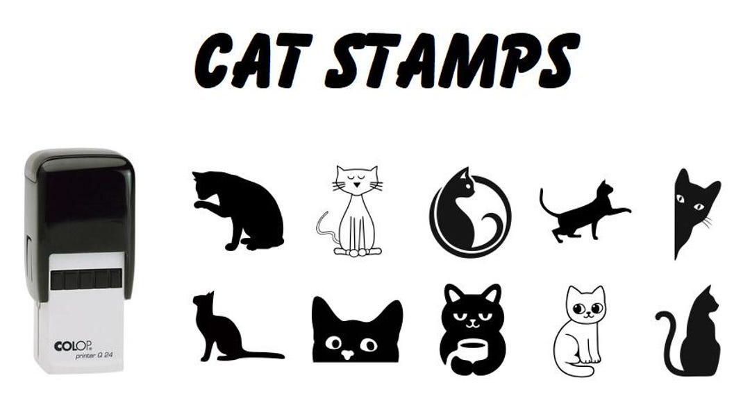 Cat Stamps - Self-inking Rubber Stamps - 24x24 Mm - Etsy