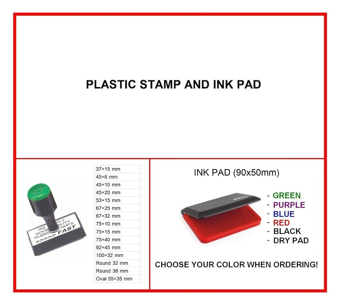 Plastic Stamp - Custom - Personalized - Includes Ink Pad - Etsy