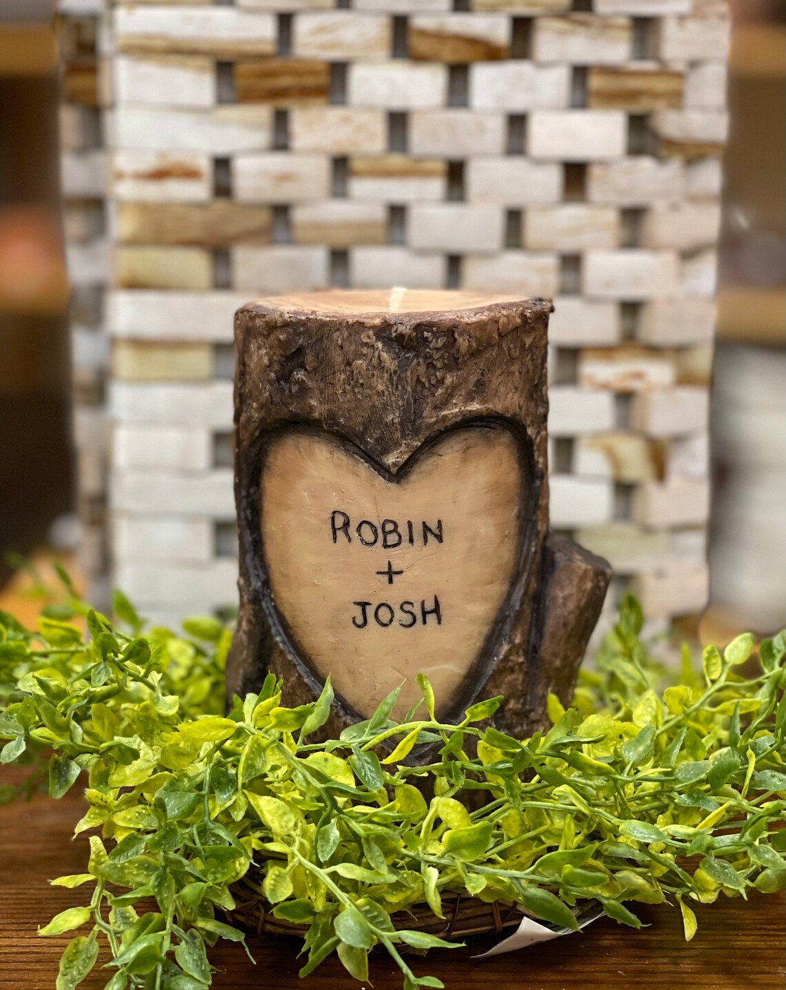 Personalized Log Candle All Wax Scented Soy Carved Candle | Etsy