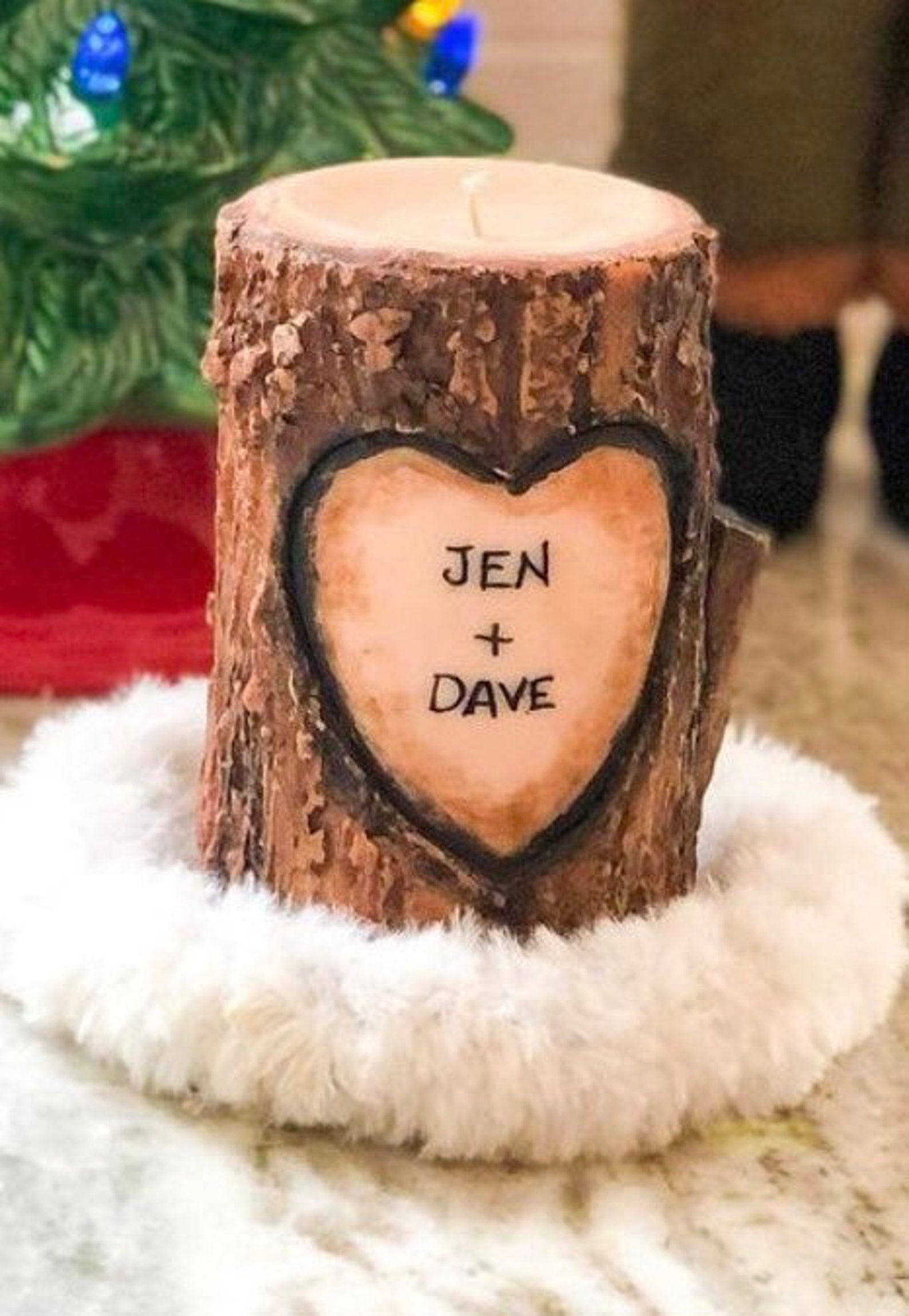 Personalized Log Candle all Wax Scented Soy Carved Boyfriend - Etsy