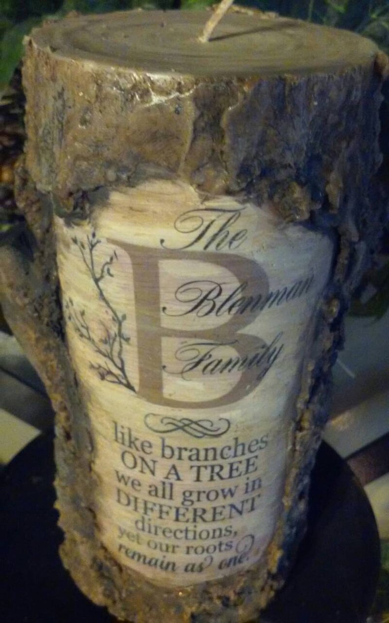 Candlepersonalized Family Tree Log Carved Custom Giftrustic | Etsy