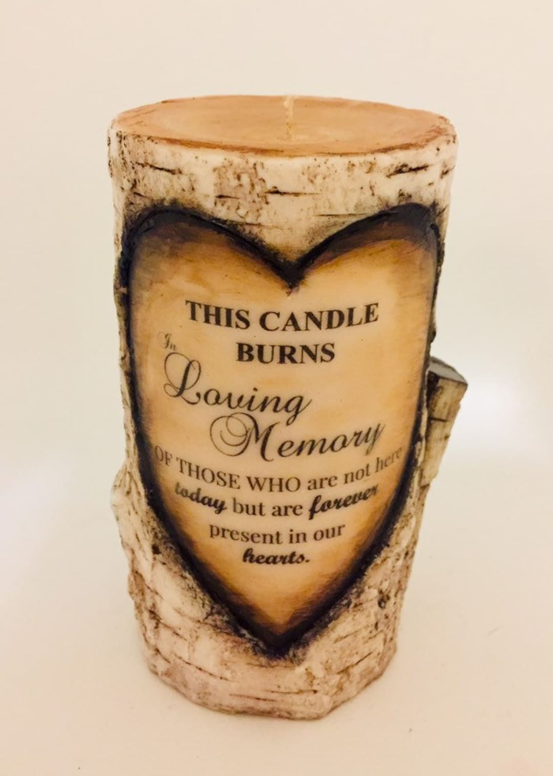 Memorial Birch or Oak Log Candle Made With All Wax, Candle Burns in ...